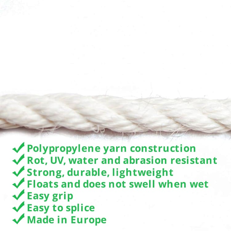 20mm White Staple Spun Rope (Sold by Meter) | Buy Rope