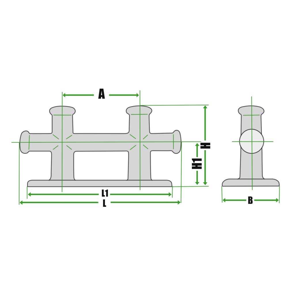 199mm (8 Inch) Double Cross Bollard Mooring Cleat | Buy Rope
