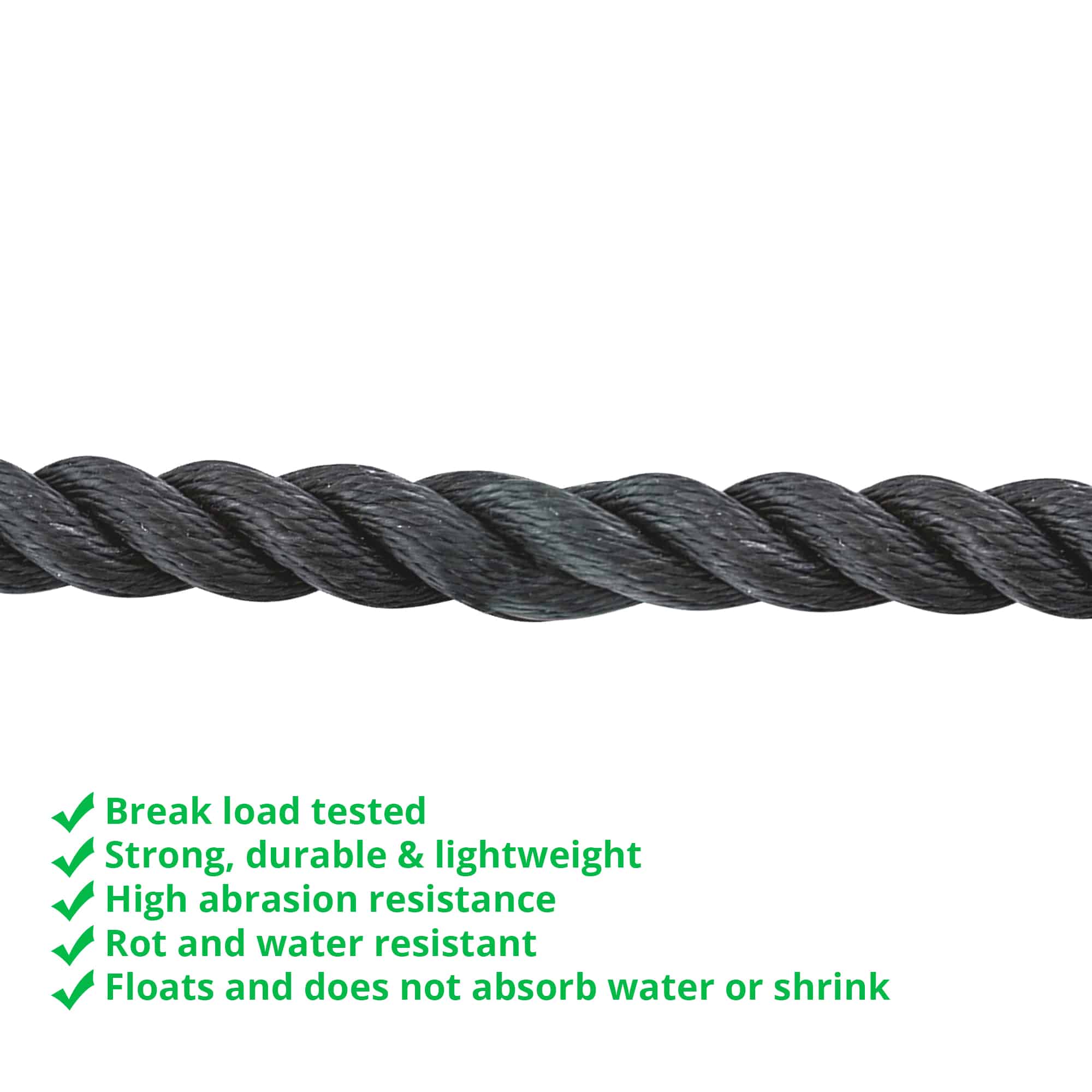 10mm Black Polypropylene Rope (Sold by Meter) | Buy Rope