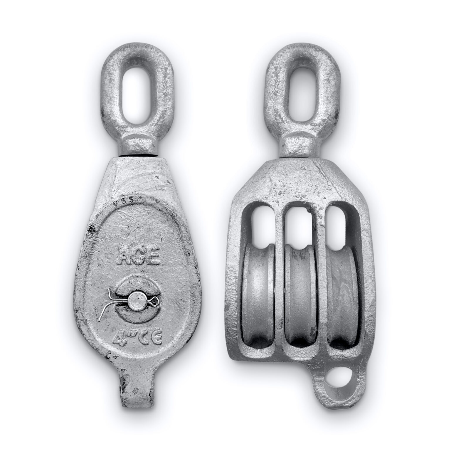 5" Malleable Treble Wheel Pulley Block (Swivel Oval Eye) | Buy Rope